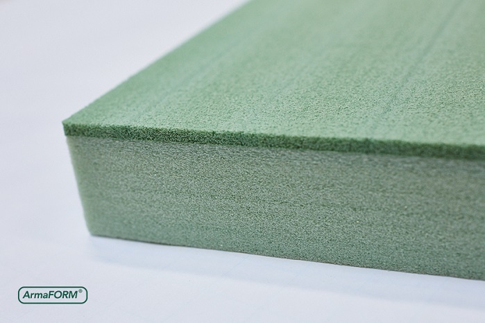Multi-density foam core made of 100% recycled PET